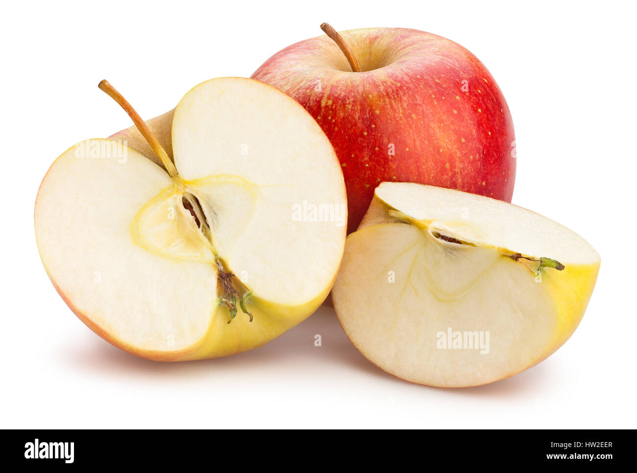sliced red apples isolated Stock Photo - Alamy