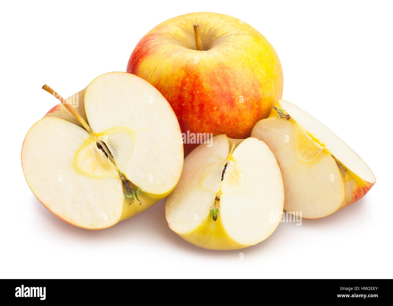 sliced yellow apples isolated Stock Photo - Alamy