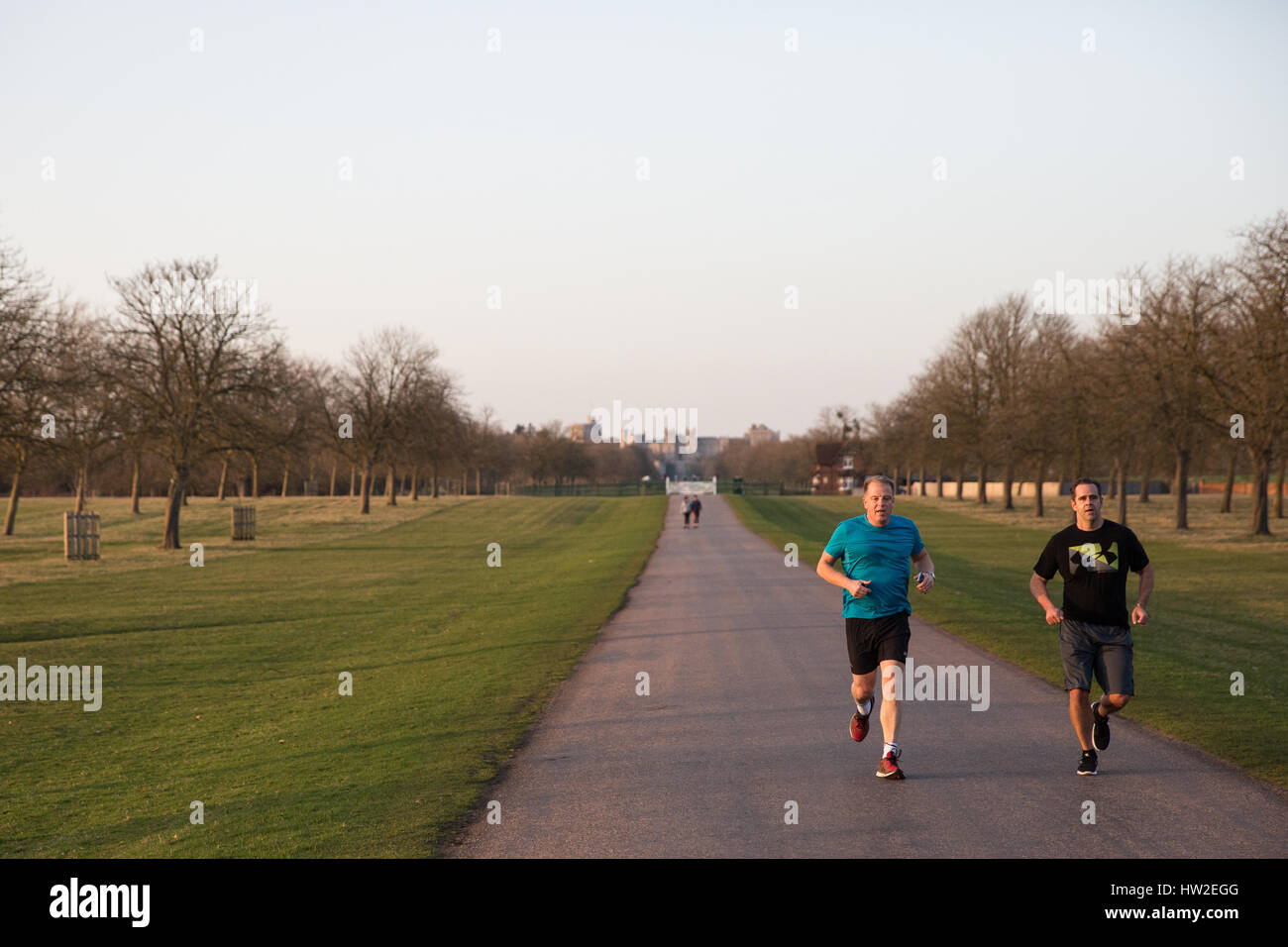 Windsor, UK. 15th March, 2017. Runners on the Long Walk in Windsor ...