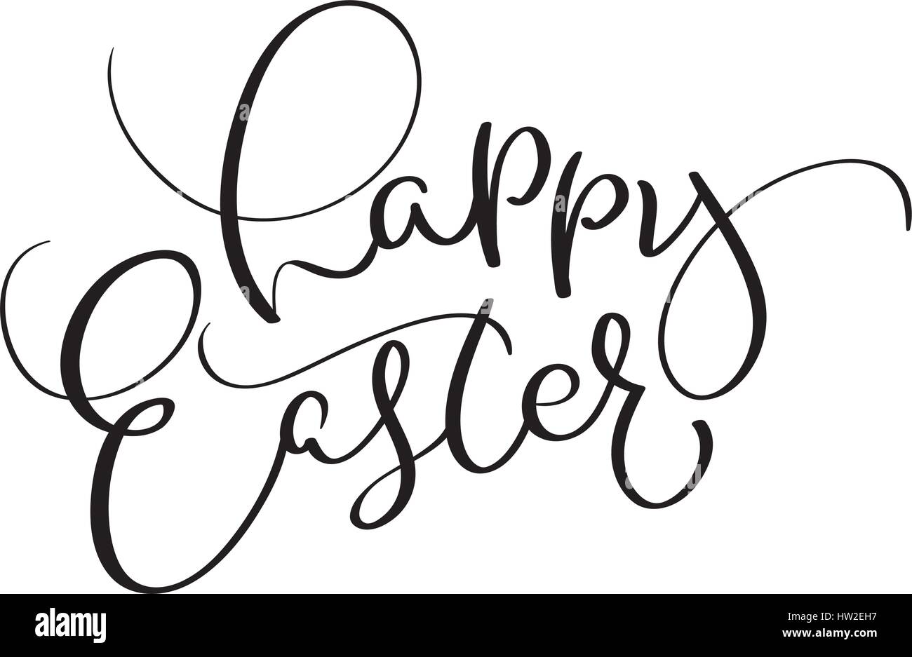 Happy Easter words on white background. Calligraphy lettering Vector ...
