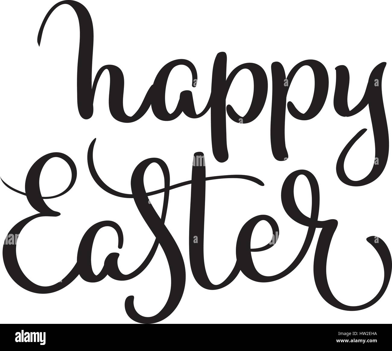 Happy Easter words on white background. Calligraphy lettering Vector ...