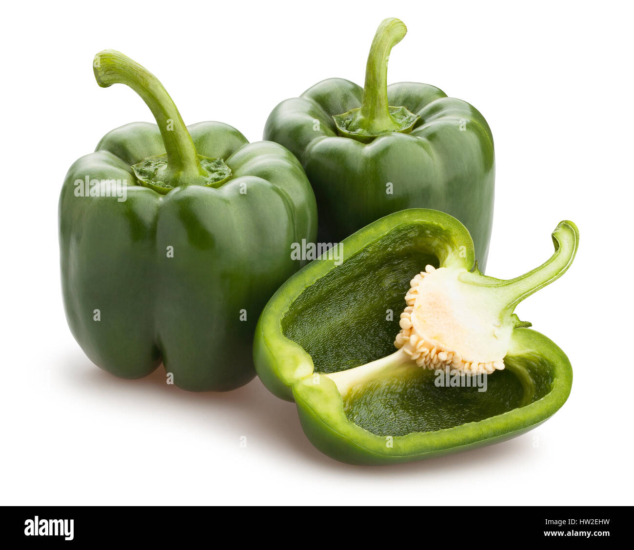 sliced green bell pepper isolated Stock Photo - Alamy