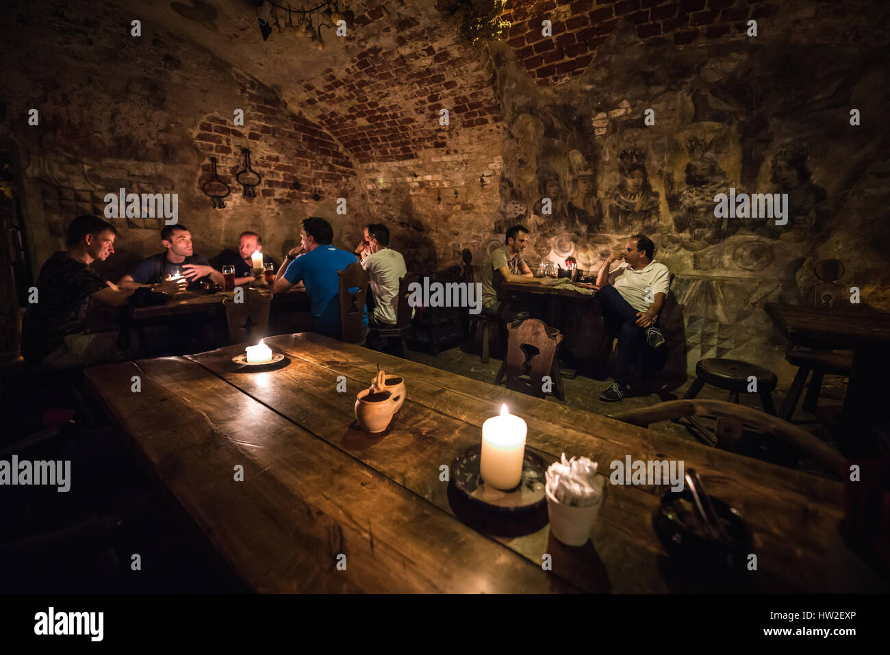 Medieval style interior of famous Rozengrals restaurant on the Old Town ...