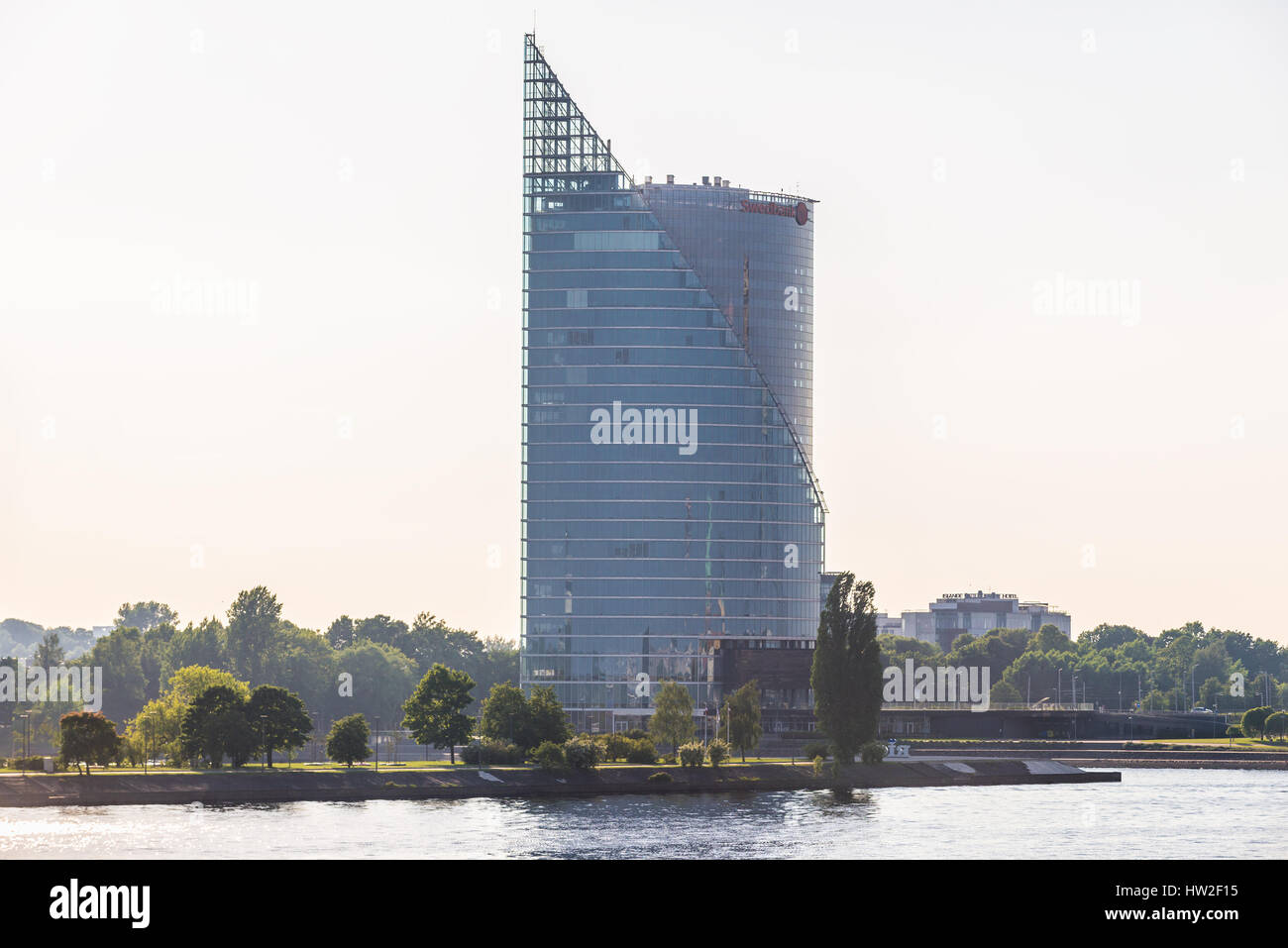 Swedbank office building over Daugava River (also called Western Dvina ...