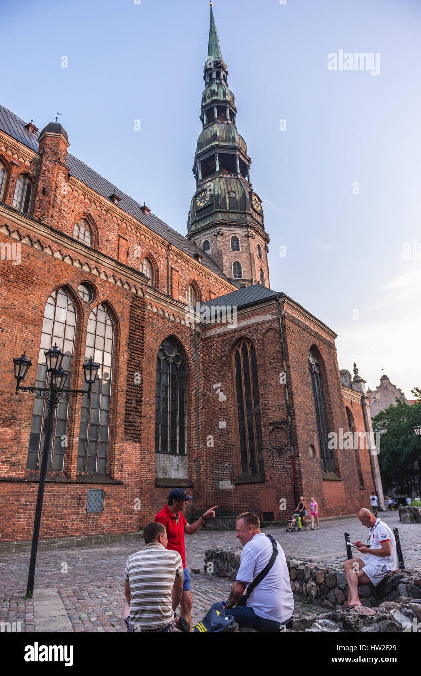 Lutheran Saint Peter's Church on the Old Town of Riga, capital city of ...