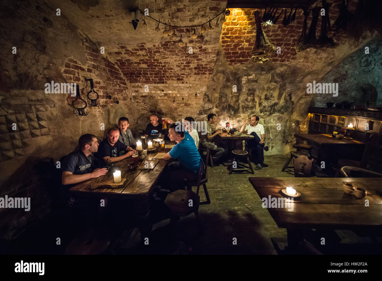 Medieval style interior of famous Rozengrals restaurant on the Old Town ...