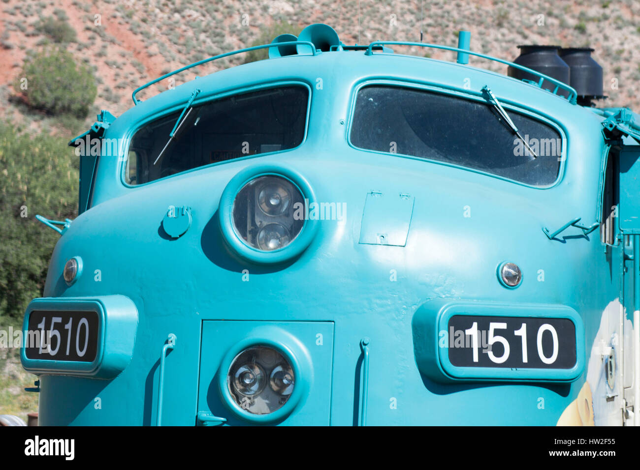 Blue Train Engine Stock Photo - Alamy
