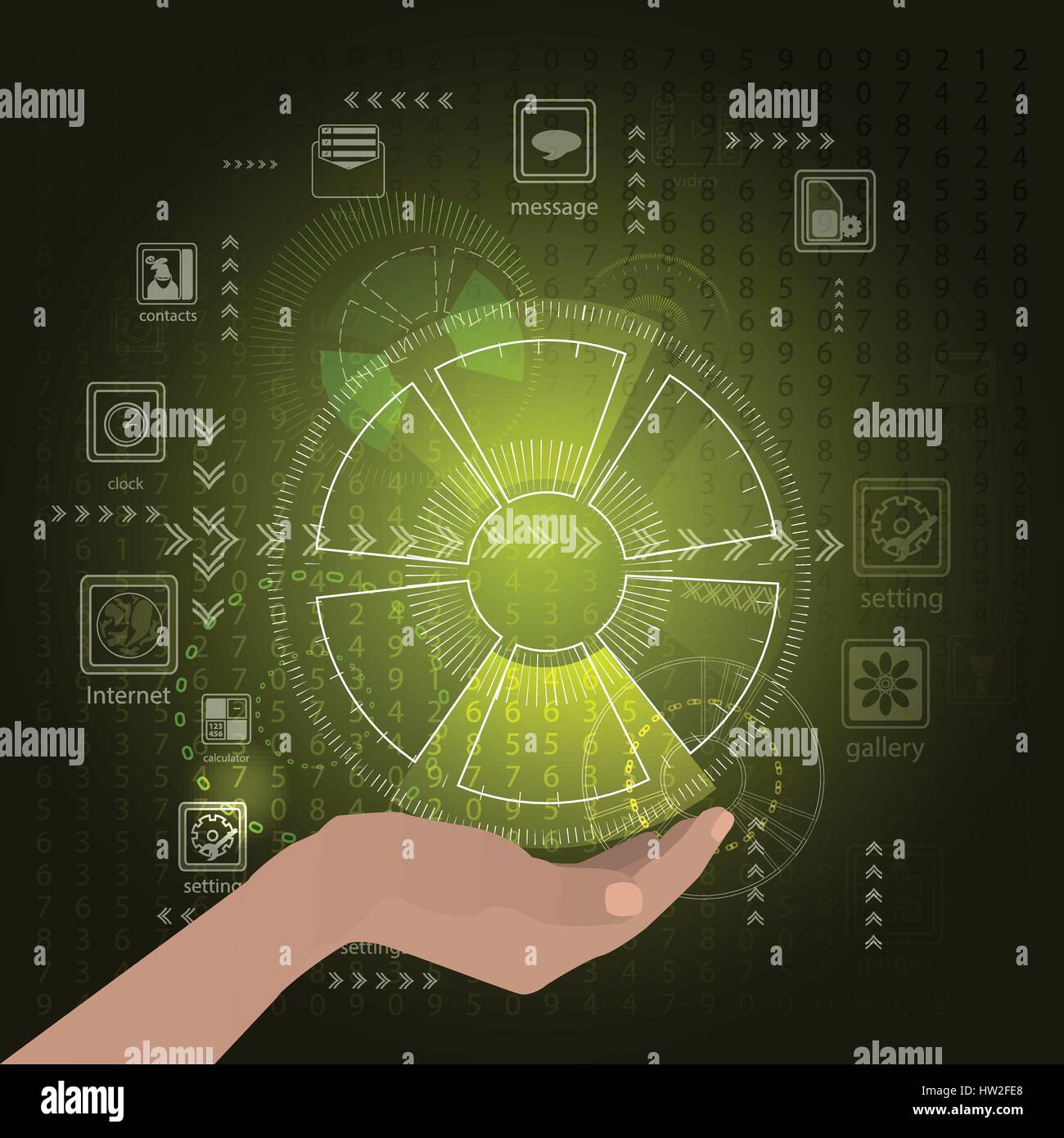 The concept of technology development support. Guard hands hold on ...