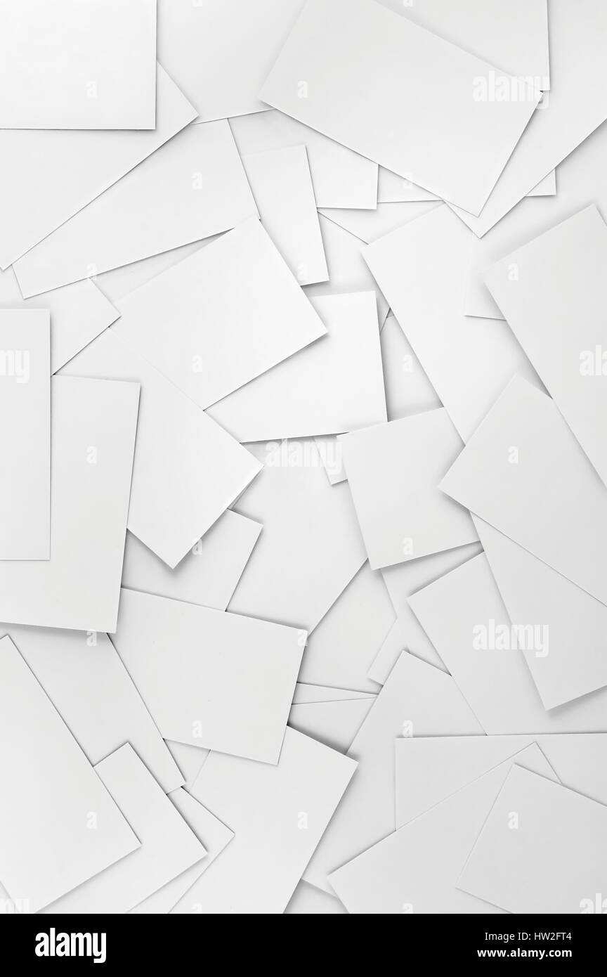 Blank white business cards as a background, large detailed vertical ...