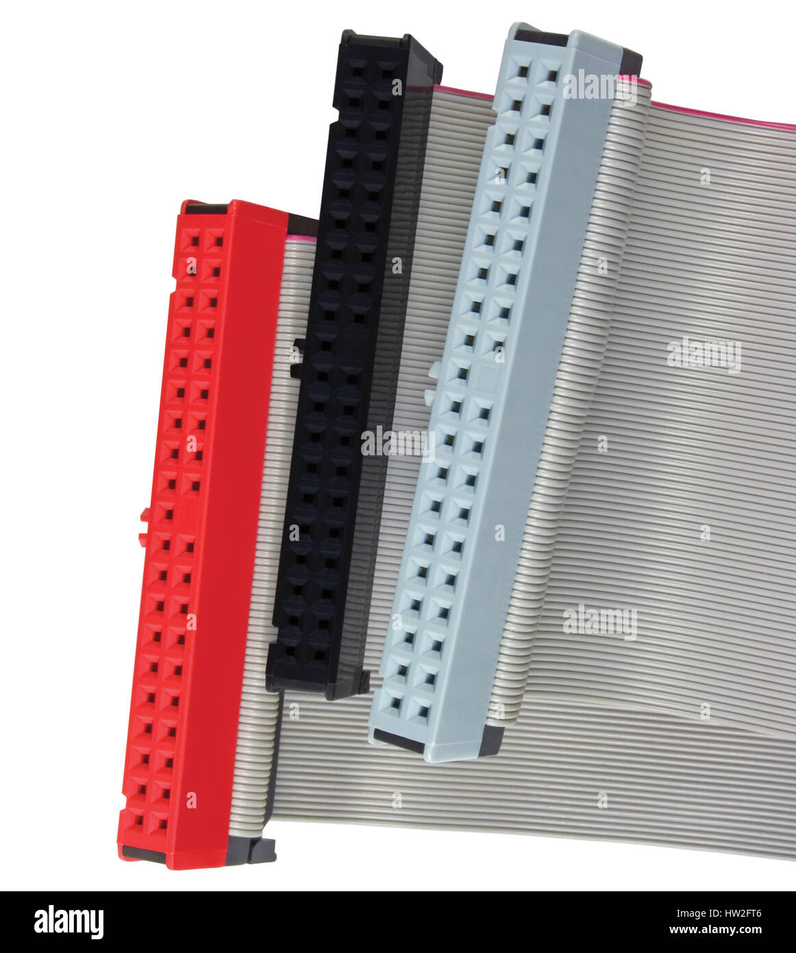IDE connectors and ribbon cables for hard drive on PC computer ...