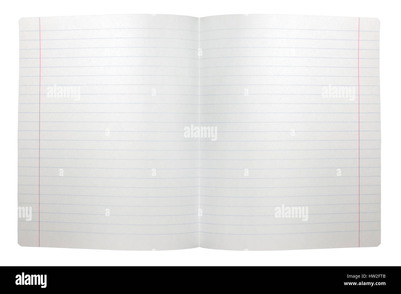 Spread double sheet of open seamless white lined note paper background ...
