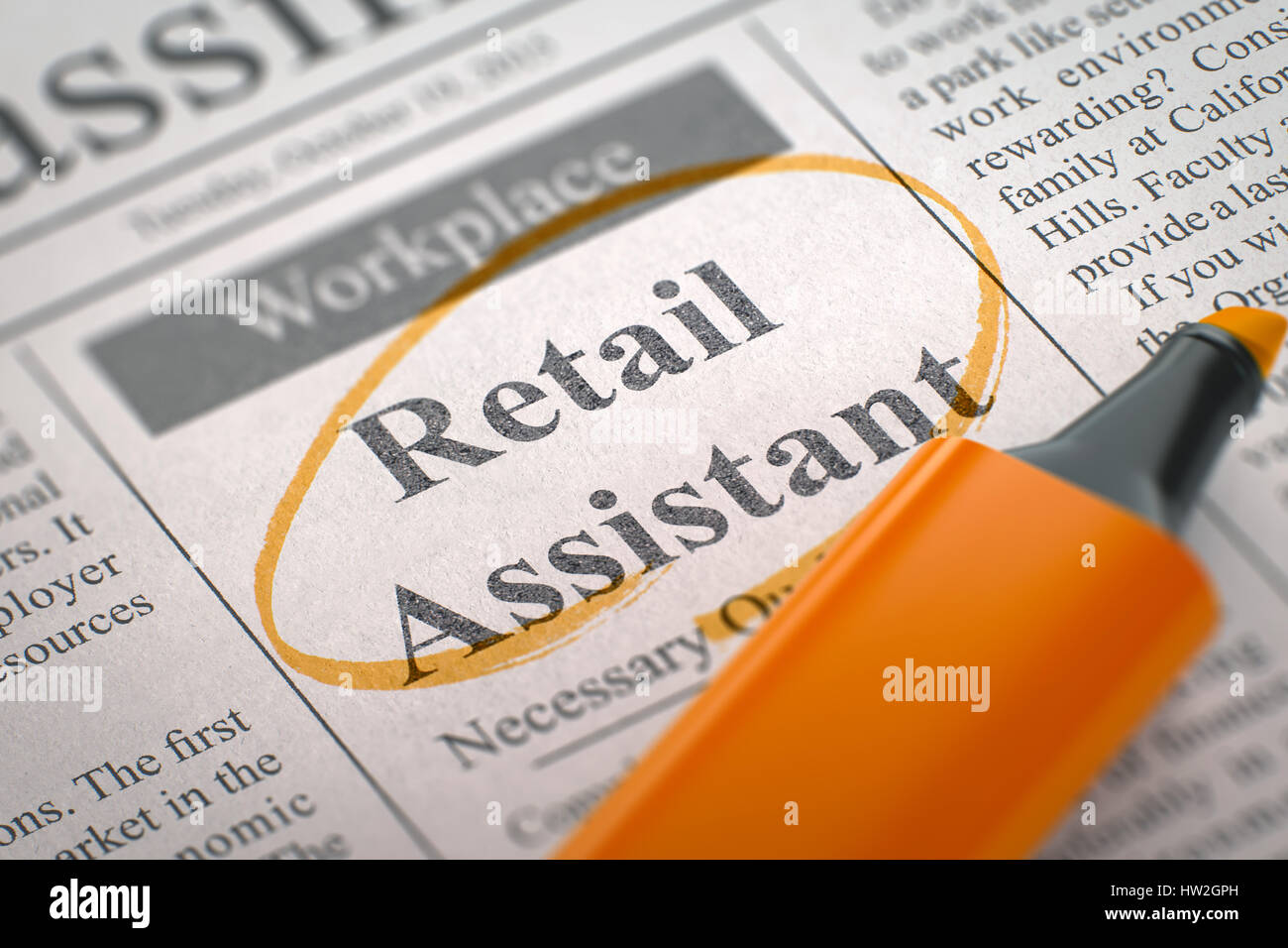 Job Opening Retail Assistant. 3d Stock Photo - Alamy