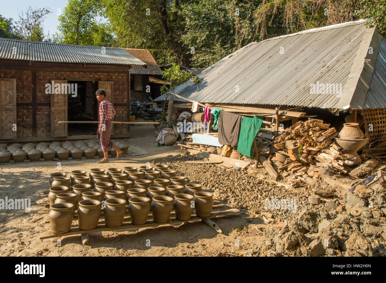 Terracotta Pot Making in Yandabo, Myanmar Stock Photo - Alamy