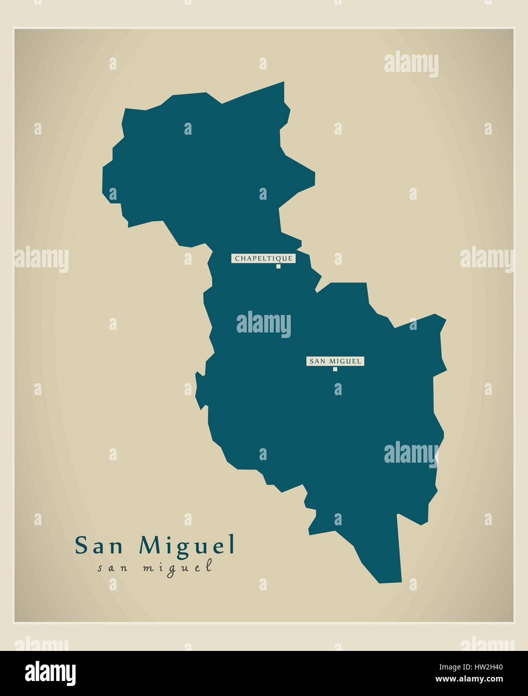 Modern Map - San Miguel SV illustration silhouette Stock Vector Image ...