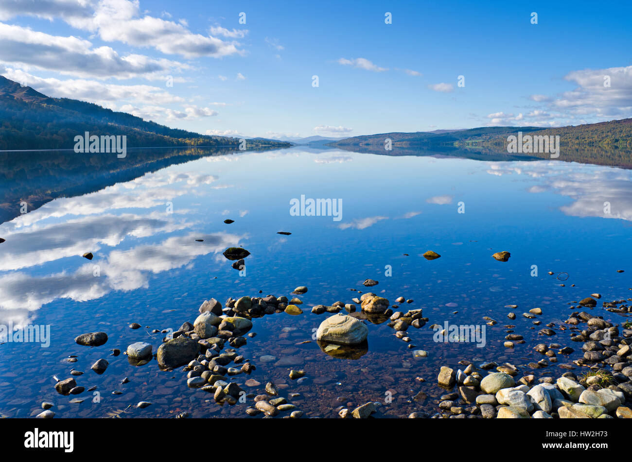 A view along the length of Loch Rannoch, Perthshire, Scottish Highlands ...