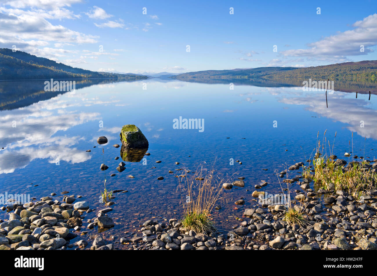 A view along the length of Loch Rannoch, Perthshire, Scottish Highlands ...
