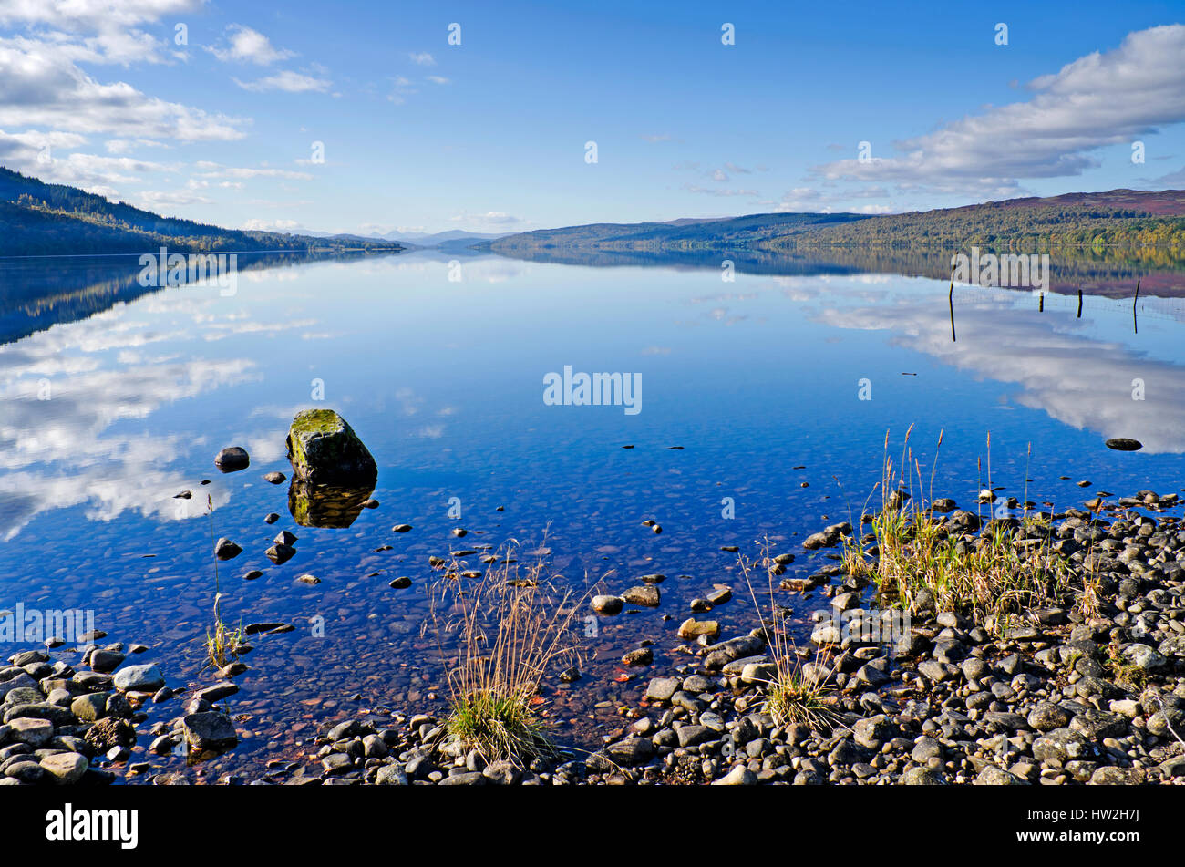 A view along the length of Loch Rannoch, Perthshire, Scottish Highlands ...