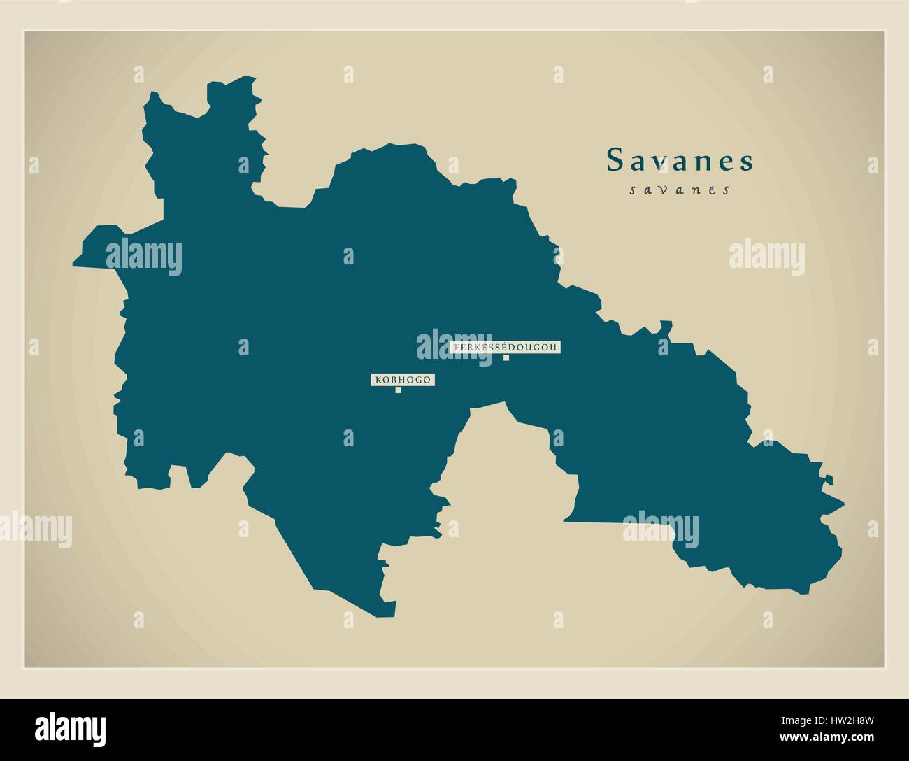 Modern Map - Savanes CI illustration silhouette Stock Vector Image ...