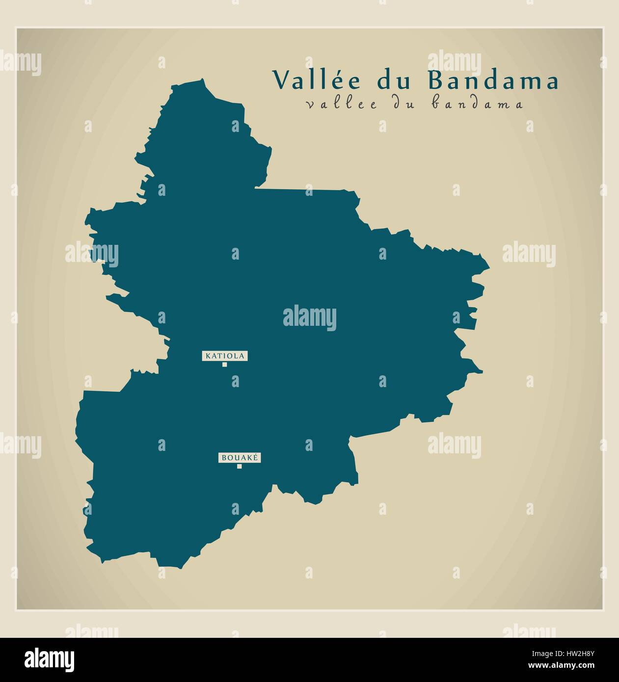 Modern Map - Vallee du Bandama CI illustration silhouette Stock Vector ...