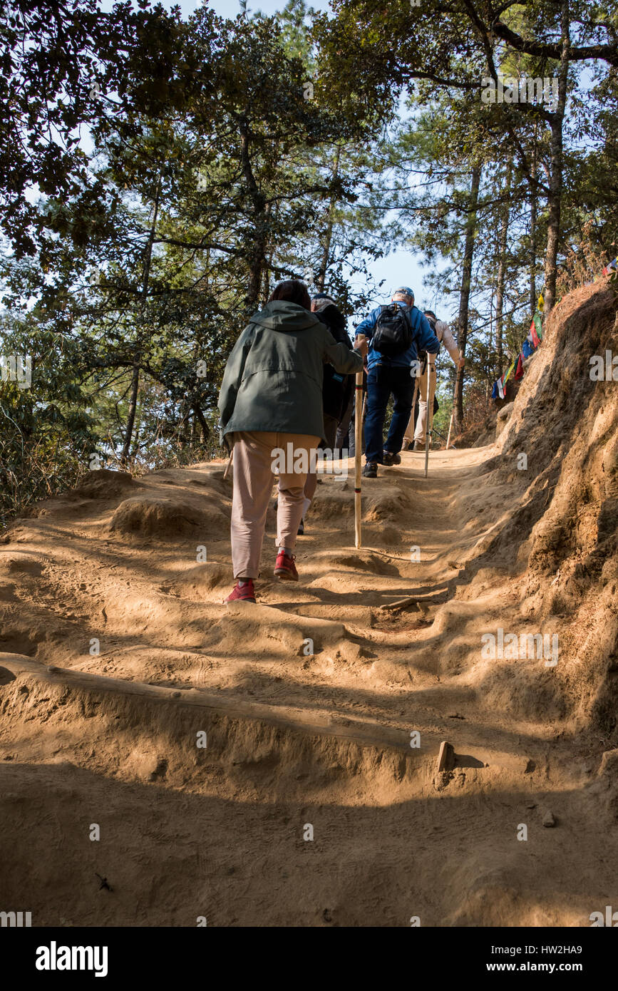 Bhutan, Paro. Hiking up to the famous Tiger's Nest monastery(aka Paro ...