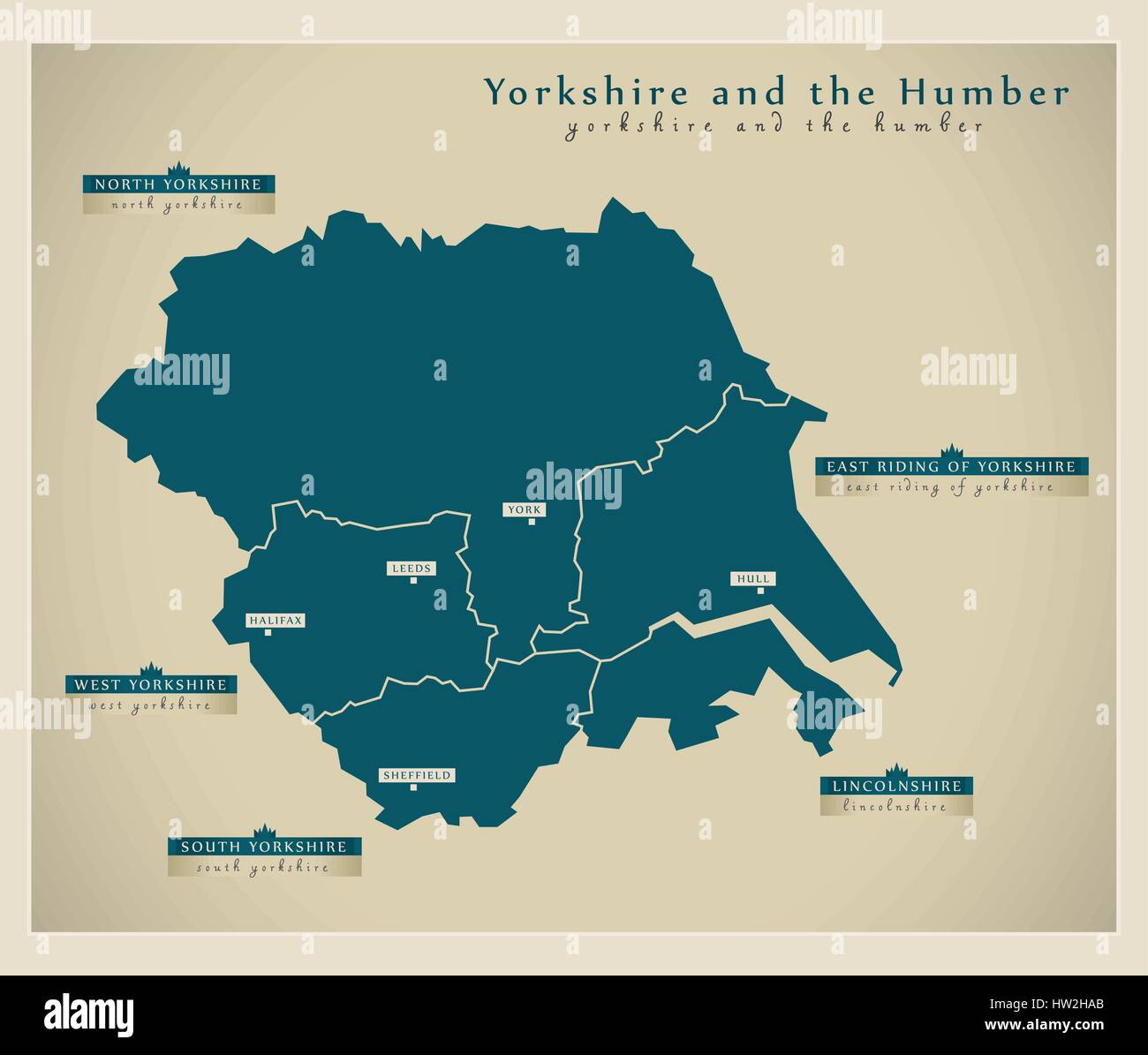 Modern Map - Yorkshire and the humber Stock Vector Image & Art - Alamy