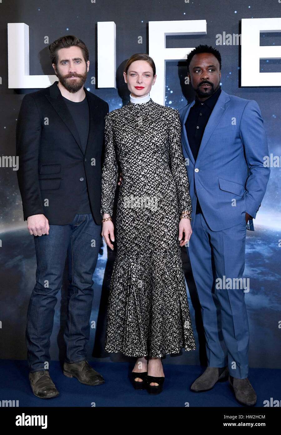 (left-right) Jake Gyllenhaal, Rebecca Ferguson and director Ariyon ...