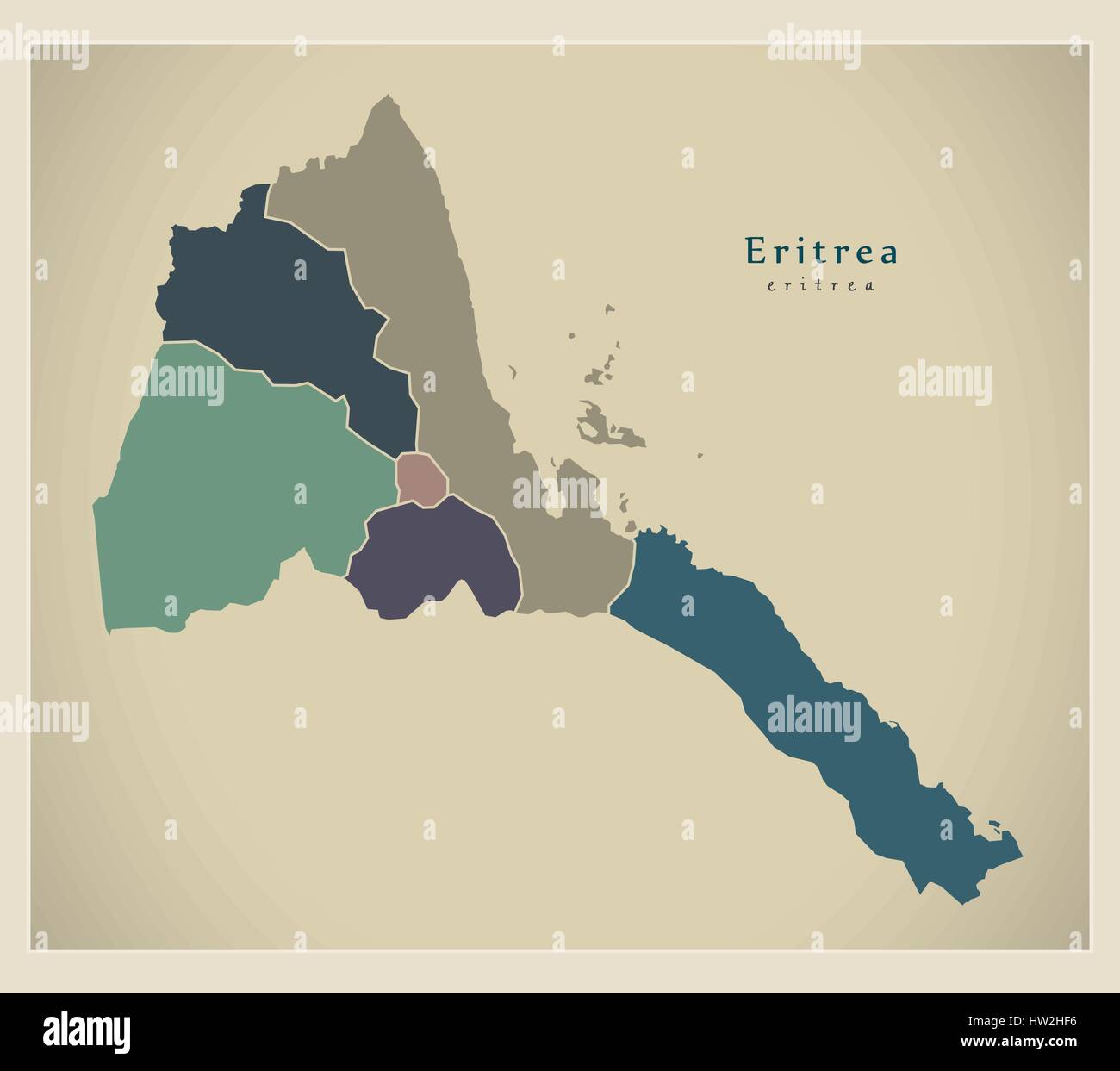 Modern Map - Eritrea with regions colored ER Stock Vector Image & Art - Alamy