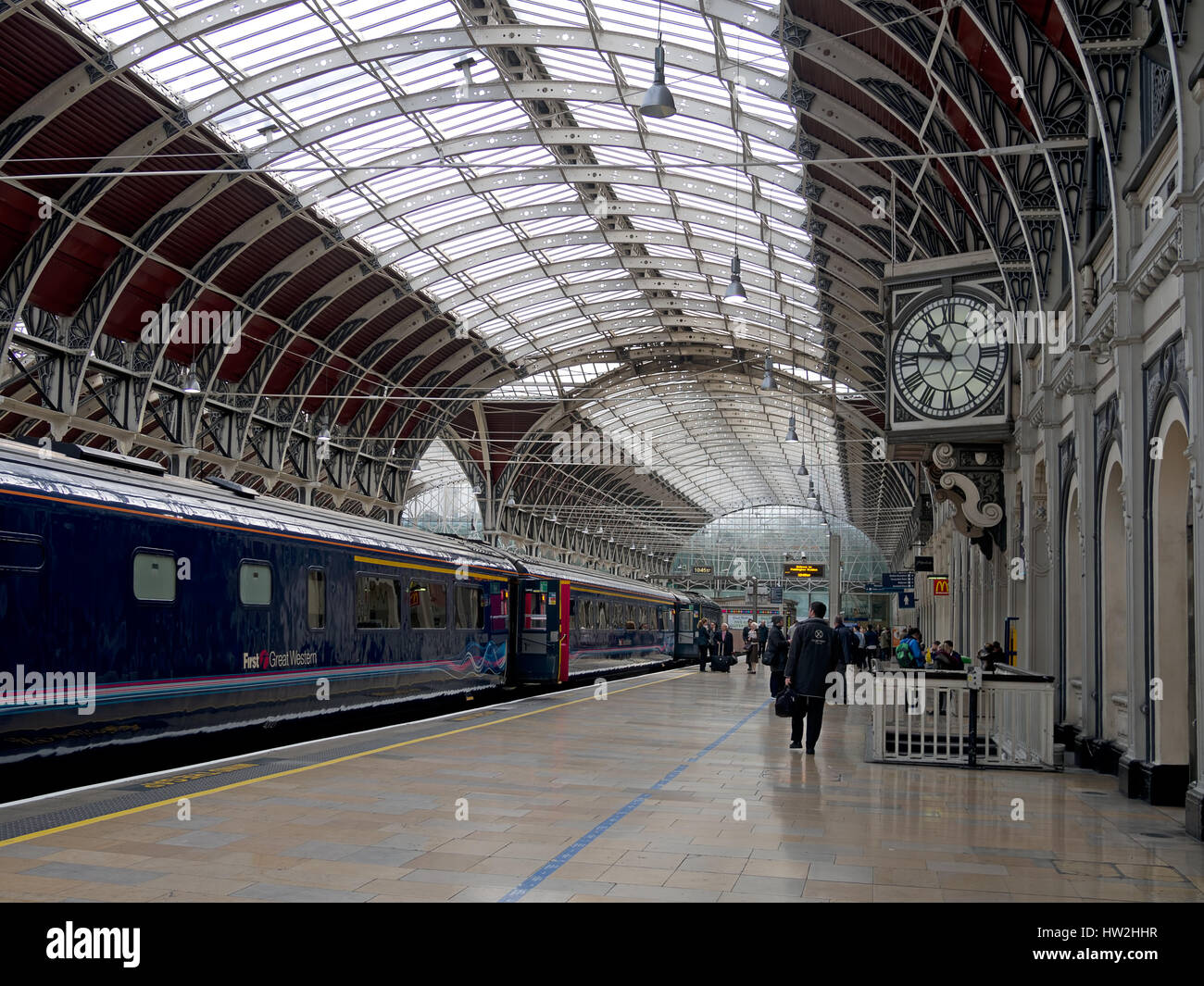 Travellers at Paddington Mainline Station, London, UK. March 2017 Stock ...