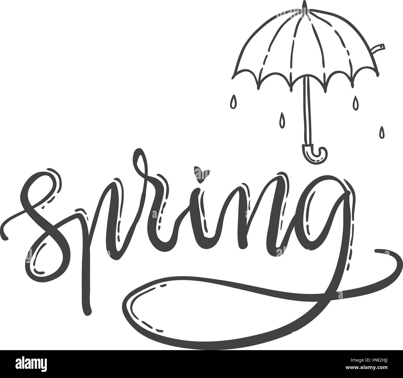 Hand drawn lettering spring. Umbrella Stock Vector Image & Art - Alamy