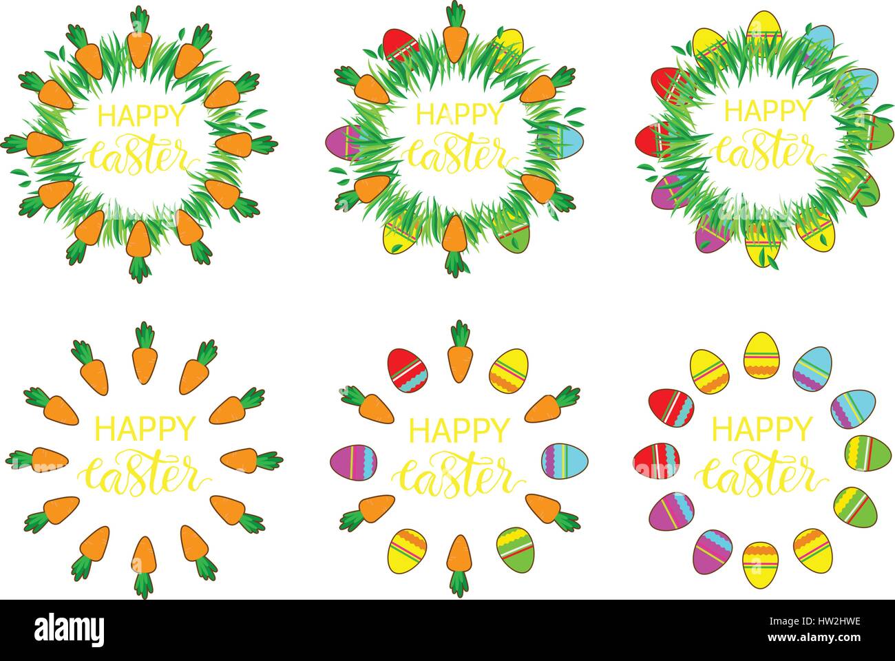 Easter label with eggs and carrots. Easter Decor template. Sticker set ...