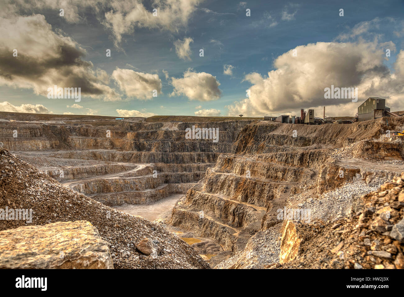 Coldstones Quarry Greenhow North Yorkshire UK with clear sky and some ...