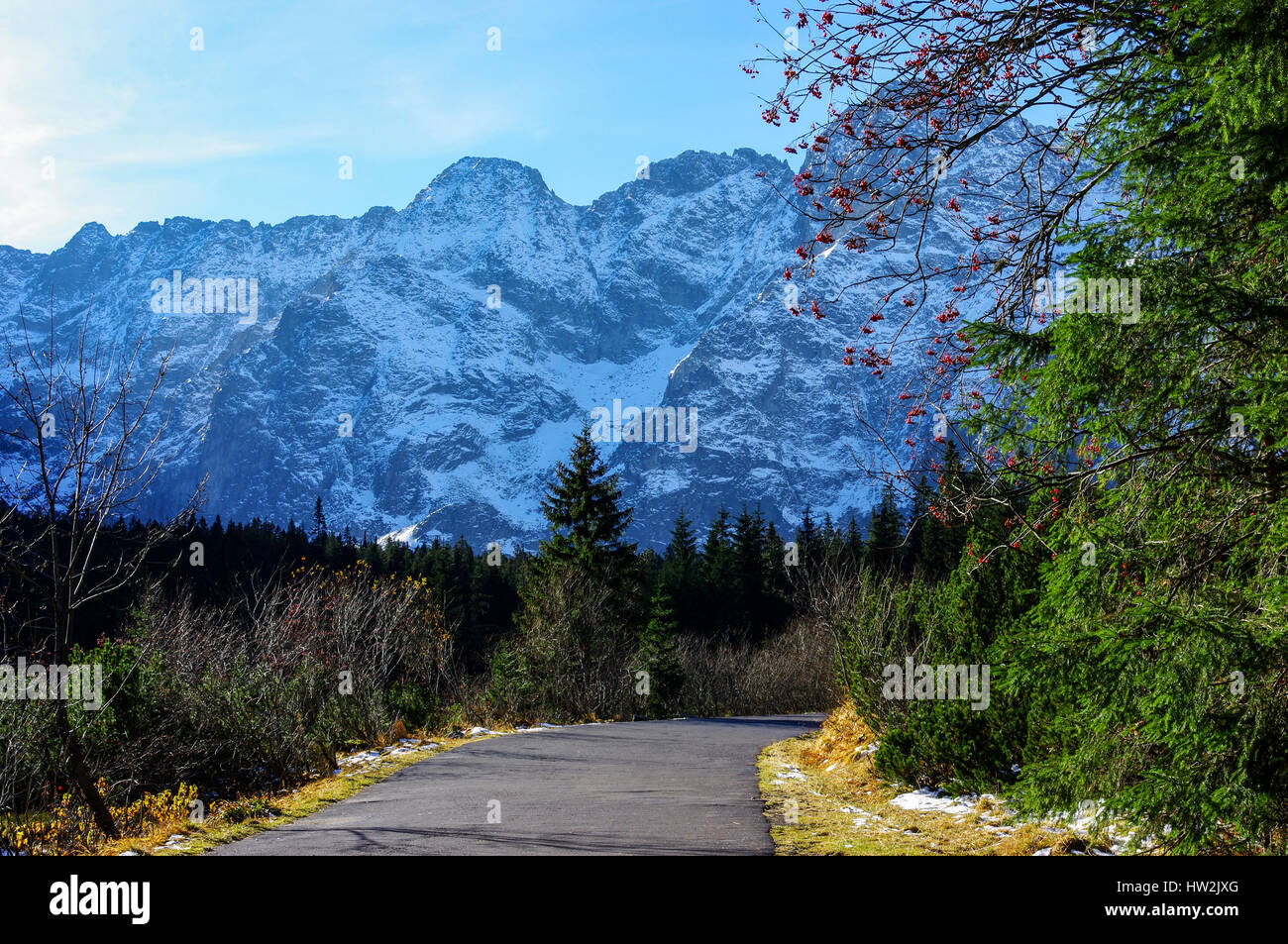 The road in the High Tatras in the autumn Stock Photo - Alamy