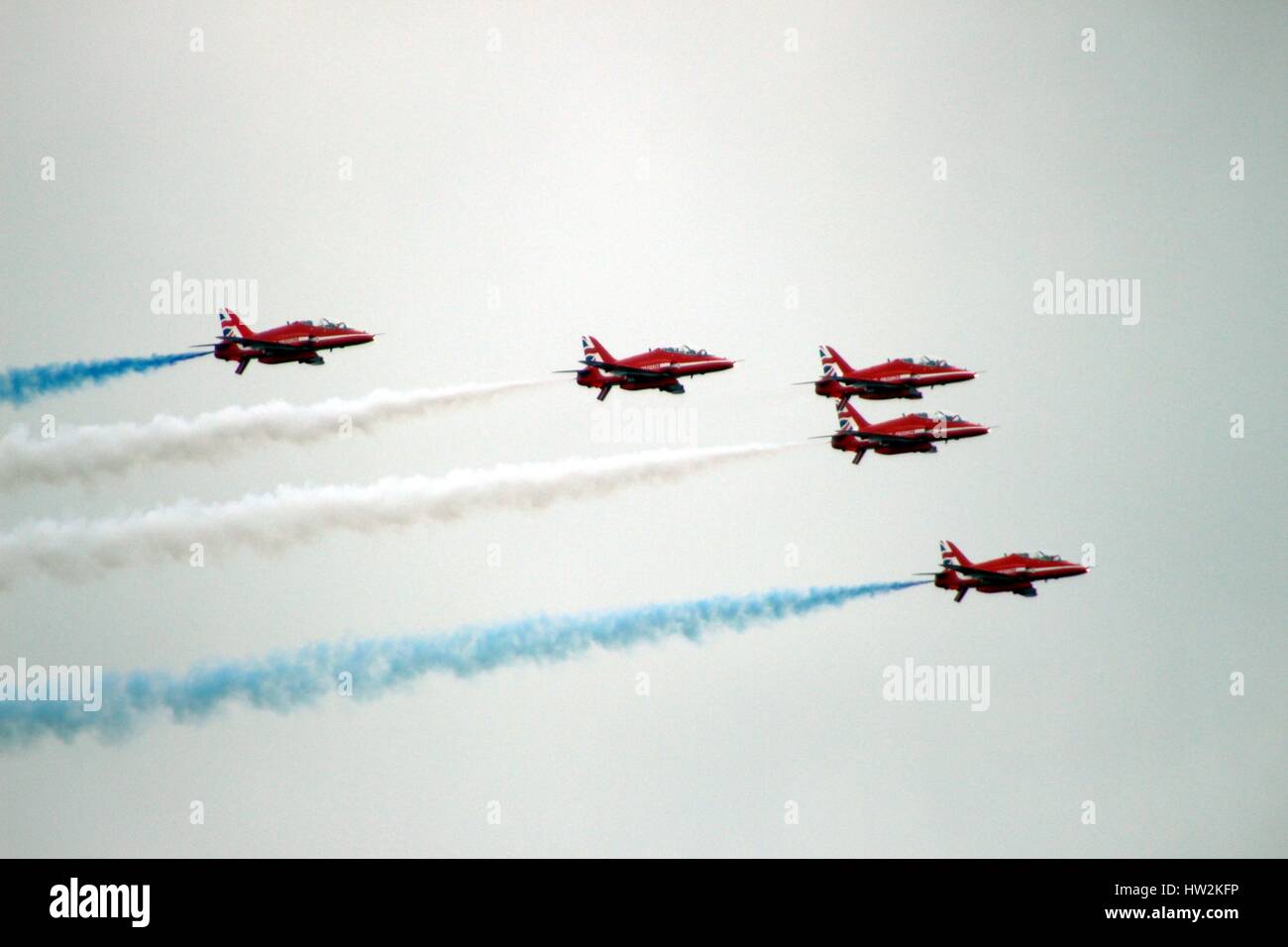 The Red Arrows perfrom at the Blackpool Airshow August 9th 2015 Stock ...