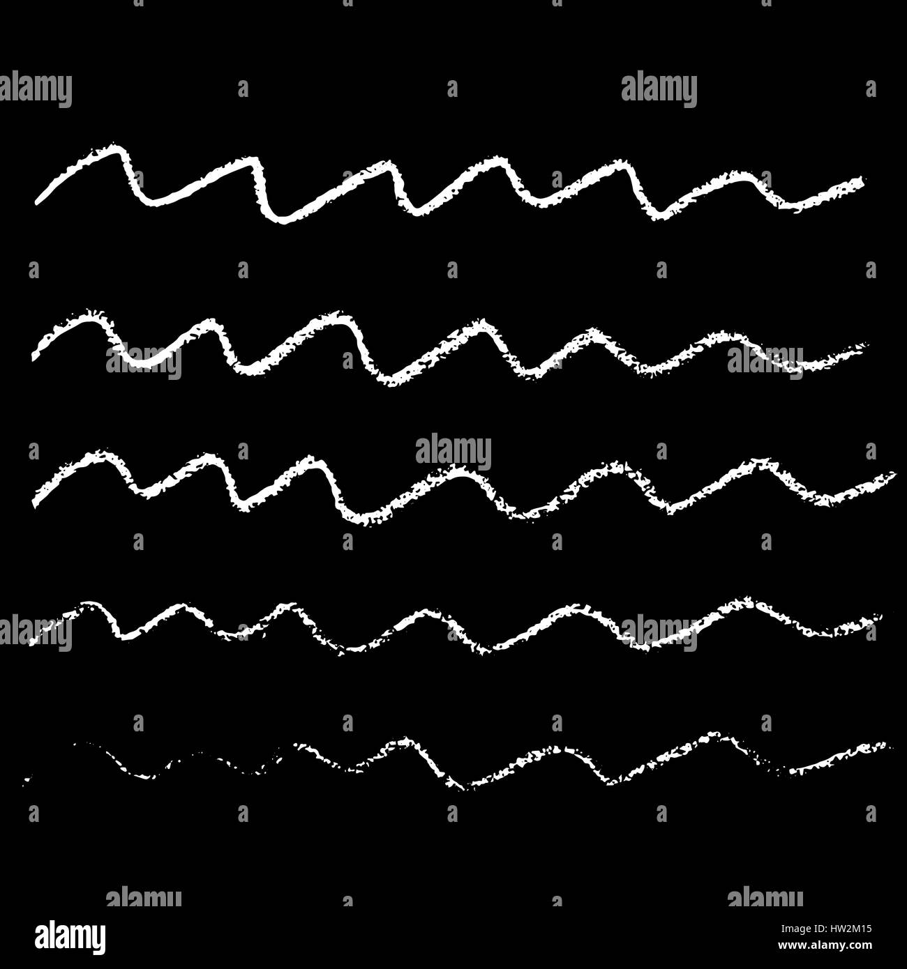 Set of chalk vector wave brush strokes. Vector illustration. Grunge ...