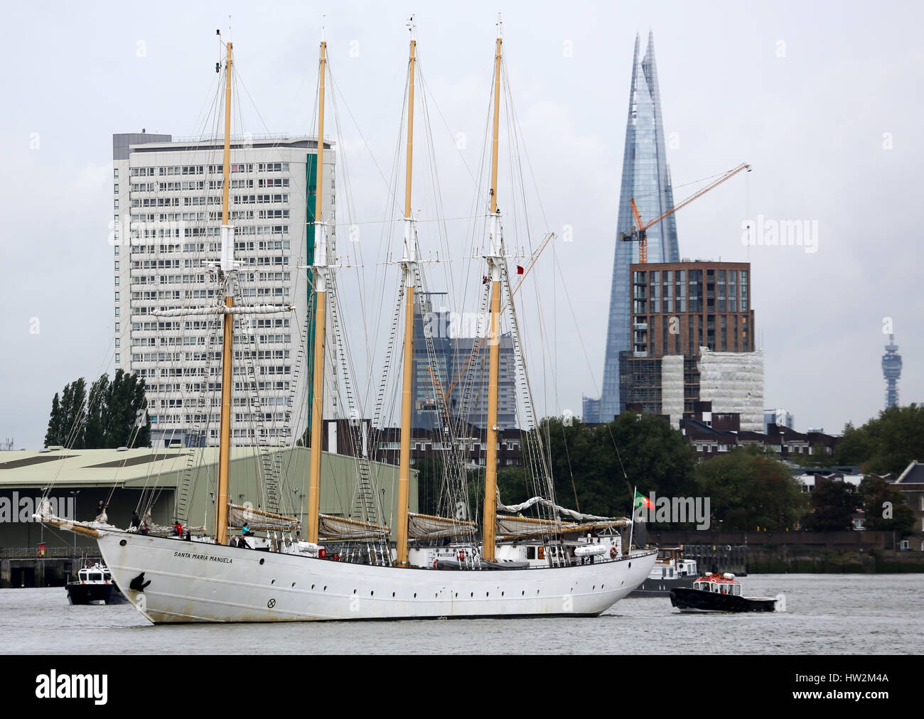 Four masted all ship Santa Maria Manuela pictured arriving in London ...