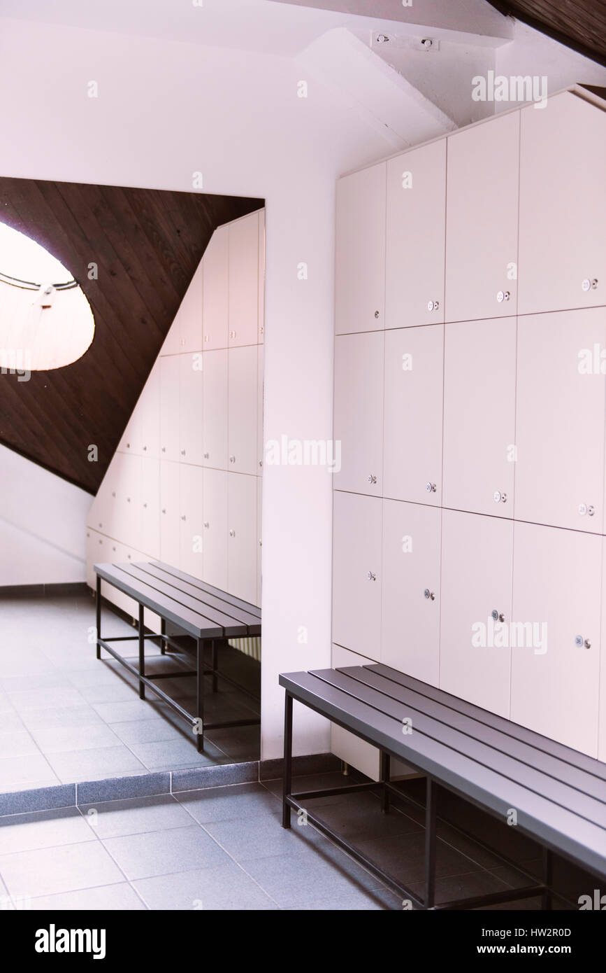Interior of a locker changing room in the gym Stock Photo - Alamy