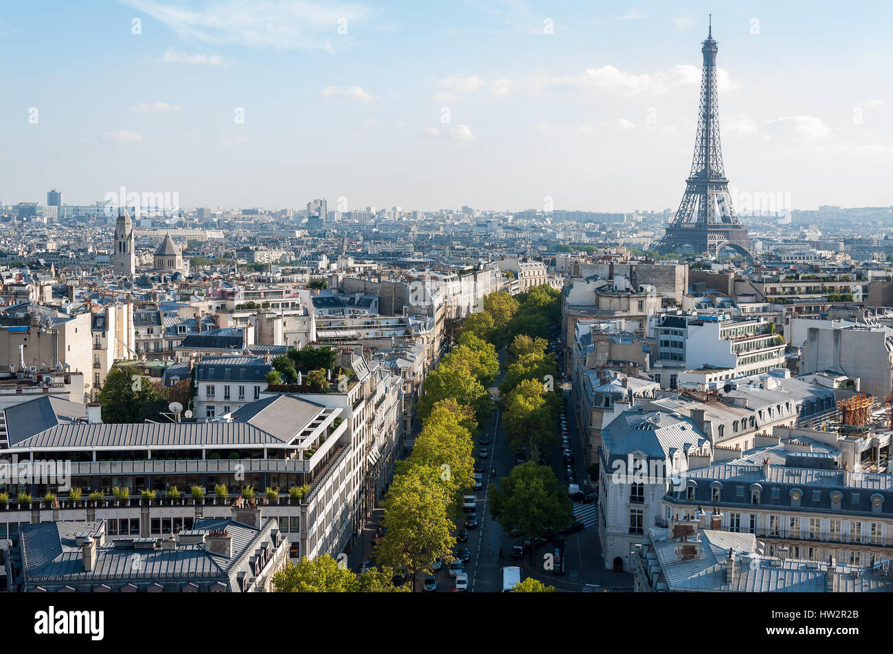 Cityscape of Paris, France with Eiffel tower on right Stock Photo - Alamy