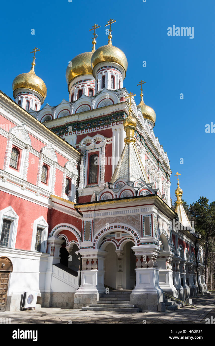 Golden domes of Rozhdestvo Hristovo memorial russian church in Shipka ...