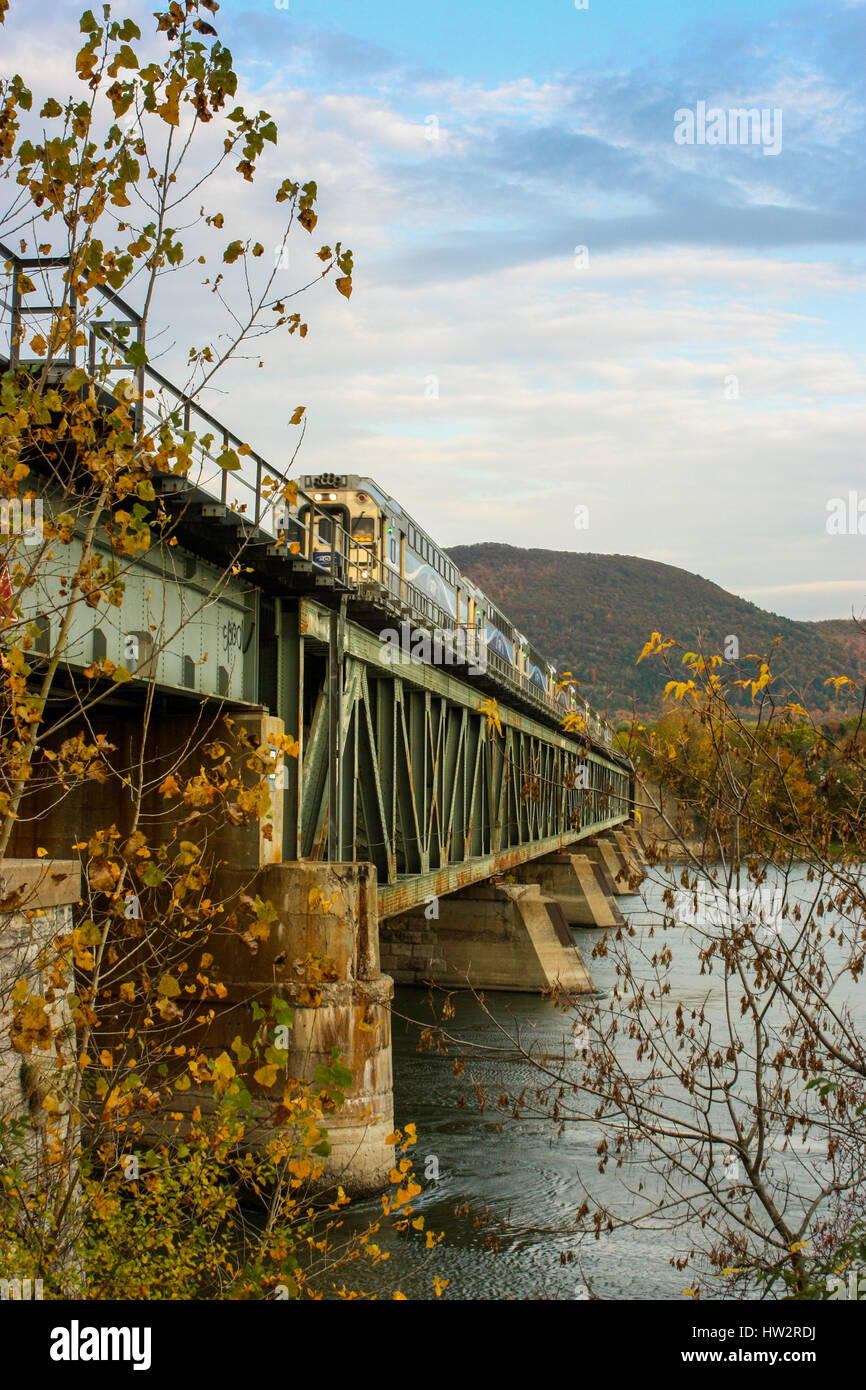 bridge for train going in st-hilaire from beloeil in quebec canada ...