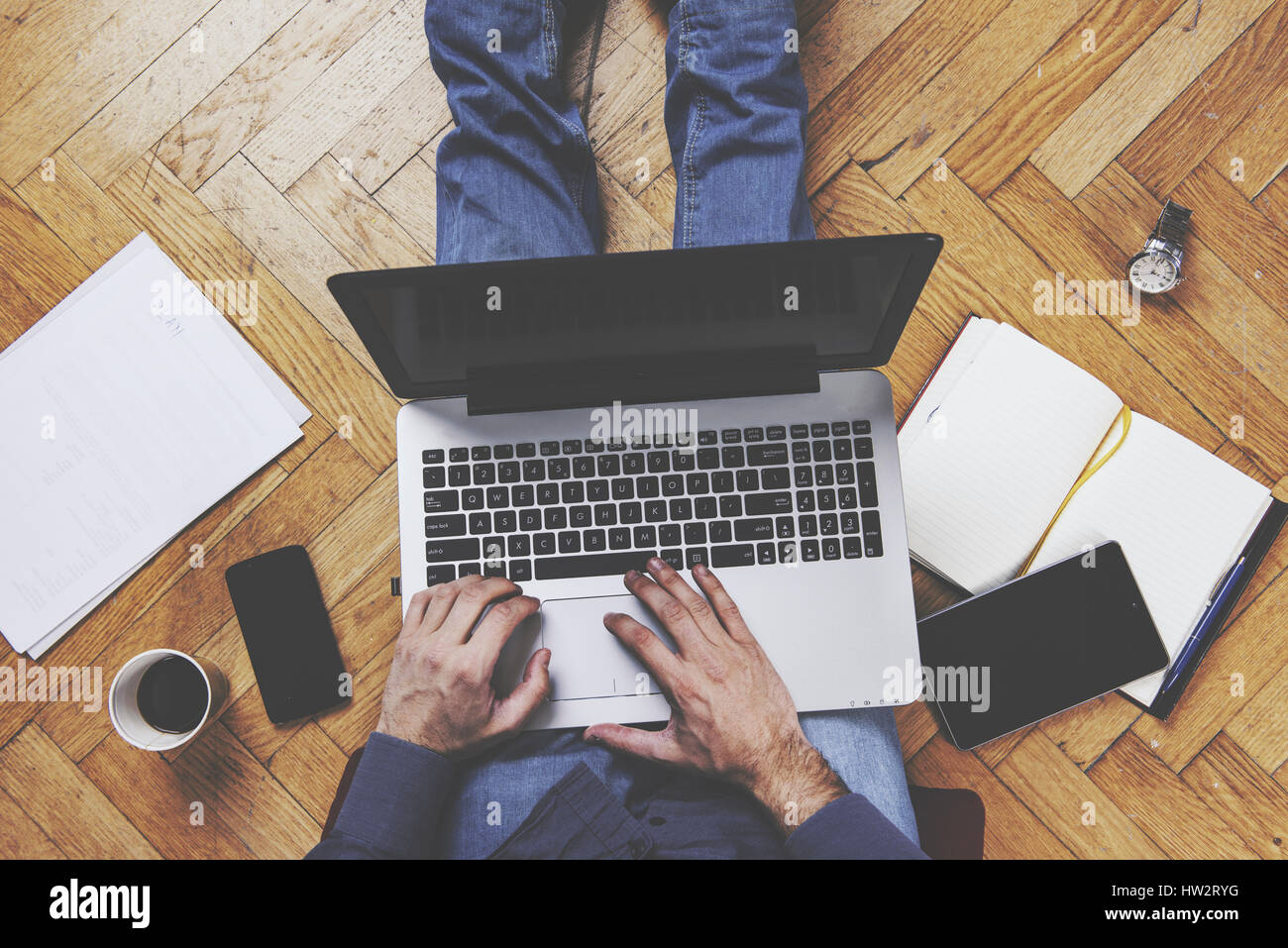 startup concept: man working from home Stock Photo - Alamy
