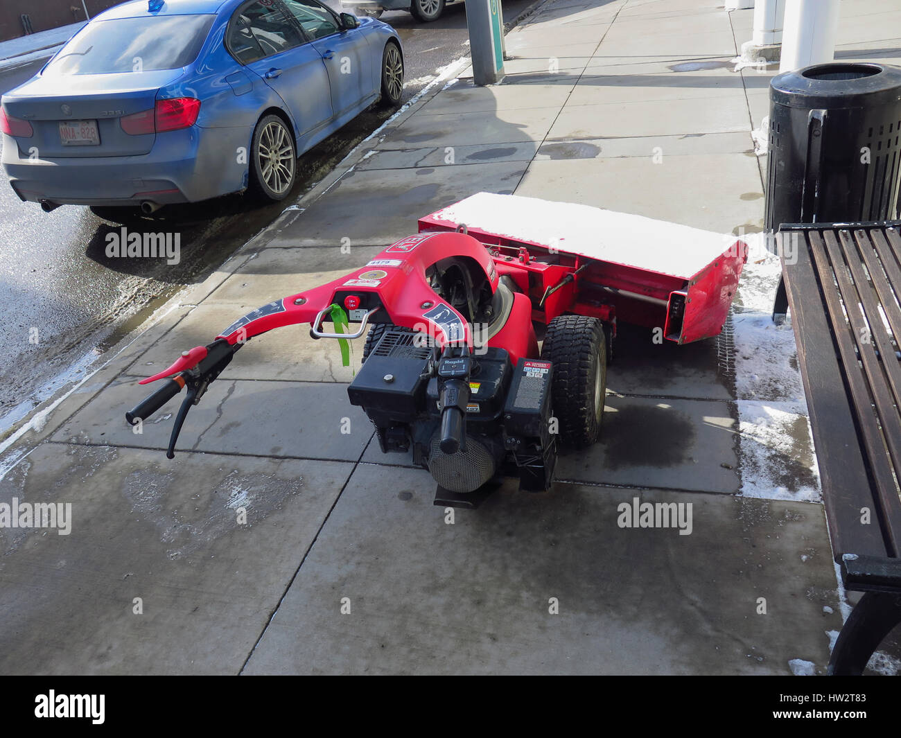 Pavement snowblower machine Stock Photo - Alamy