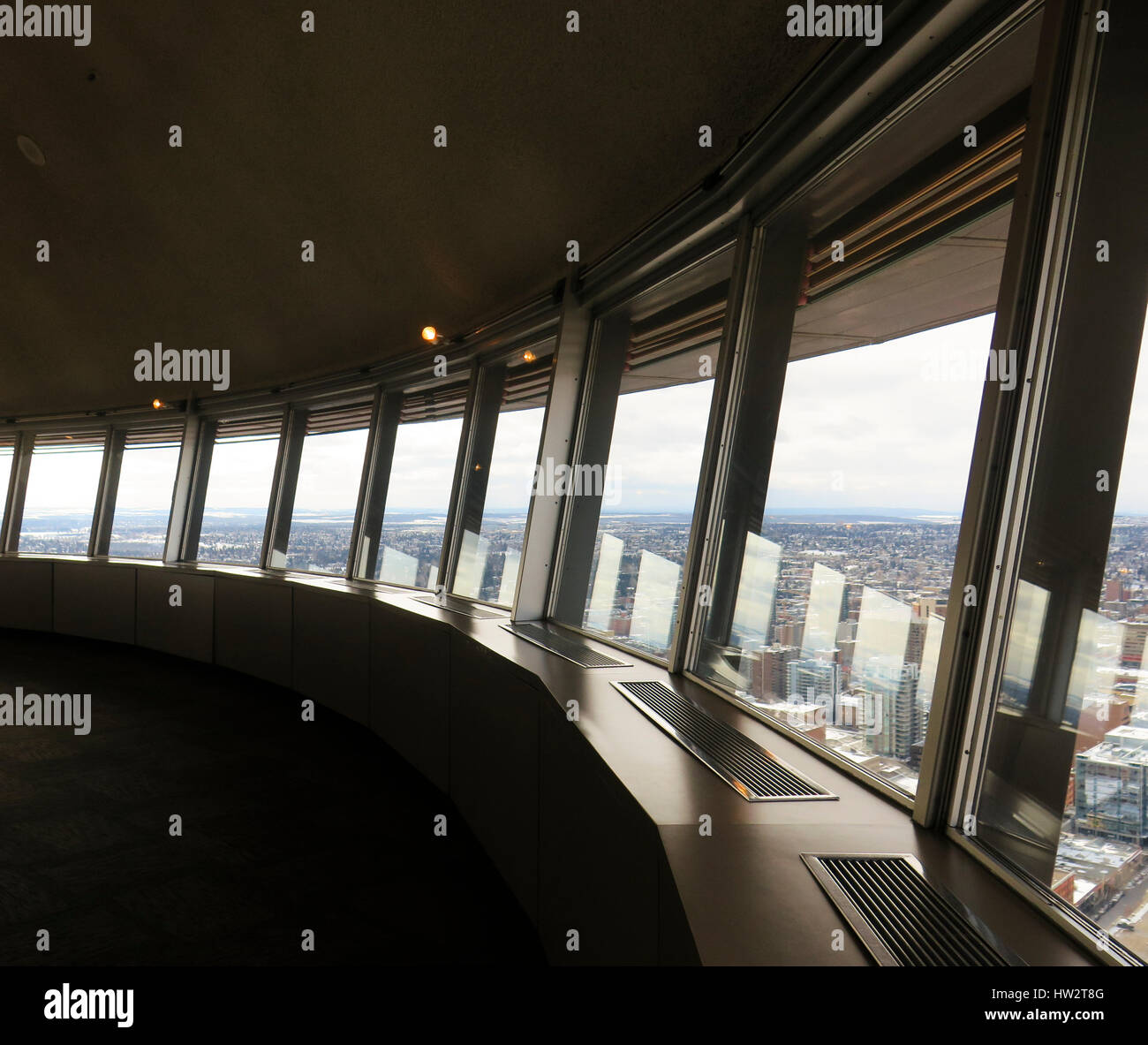 Inside Calgary Tower viewing deck Stock Photo - Alamy