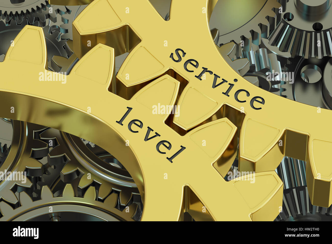 service level concept on the gearwheels, 3D rendering Stock Photo - Alamy