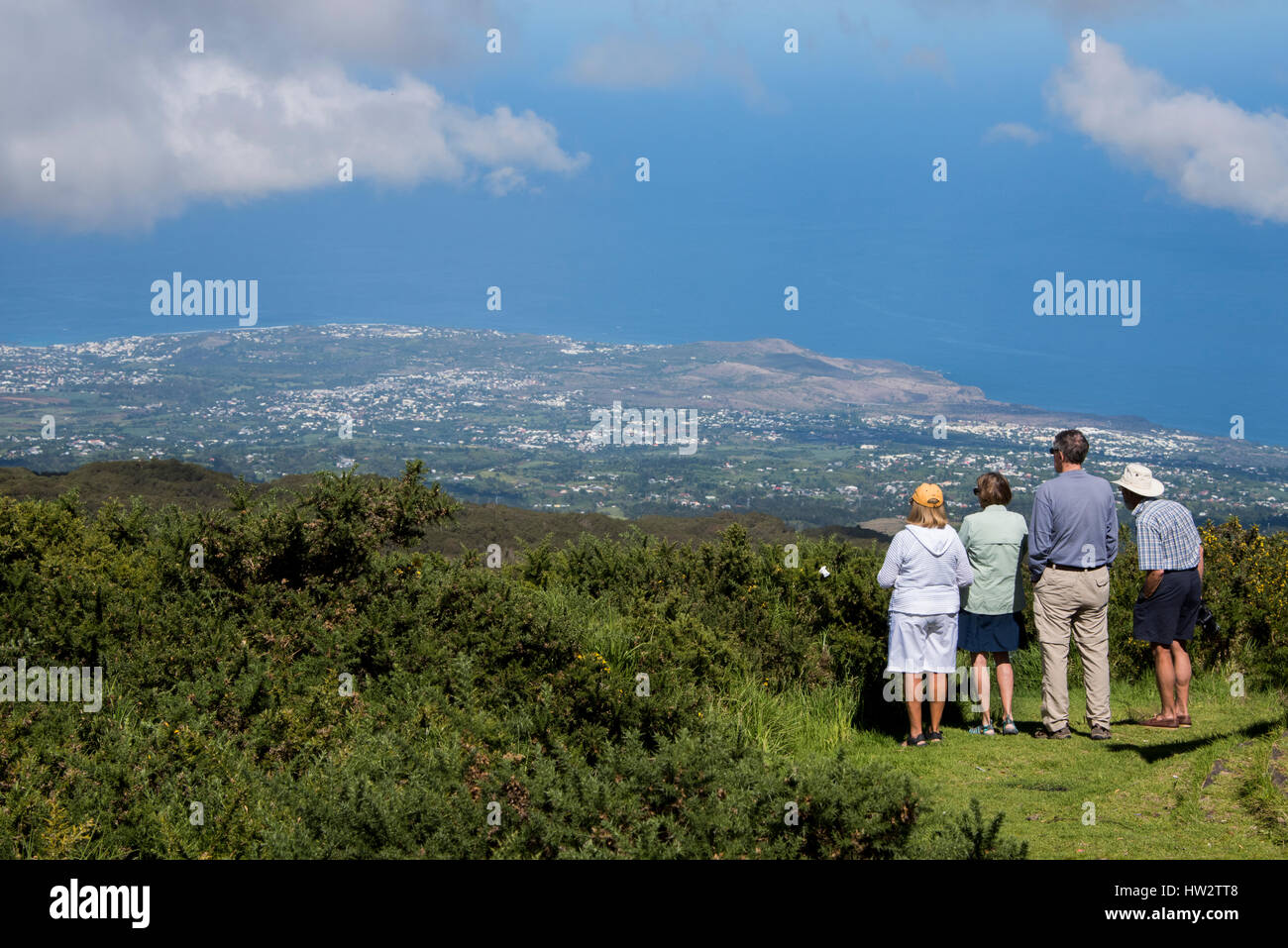 French Overseas Territory, Reunion Island. Overview of the coastal town ...