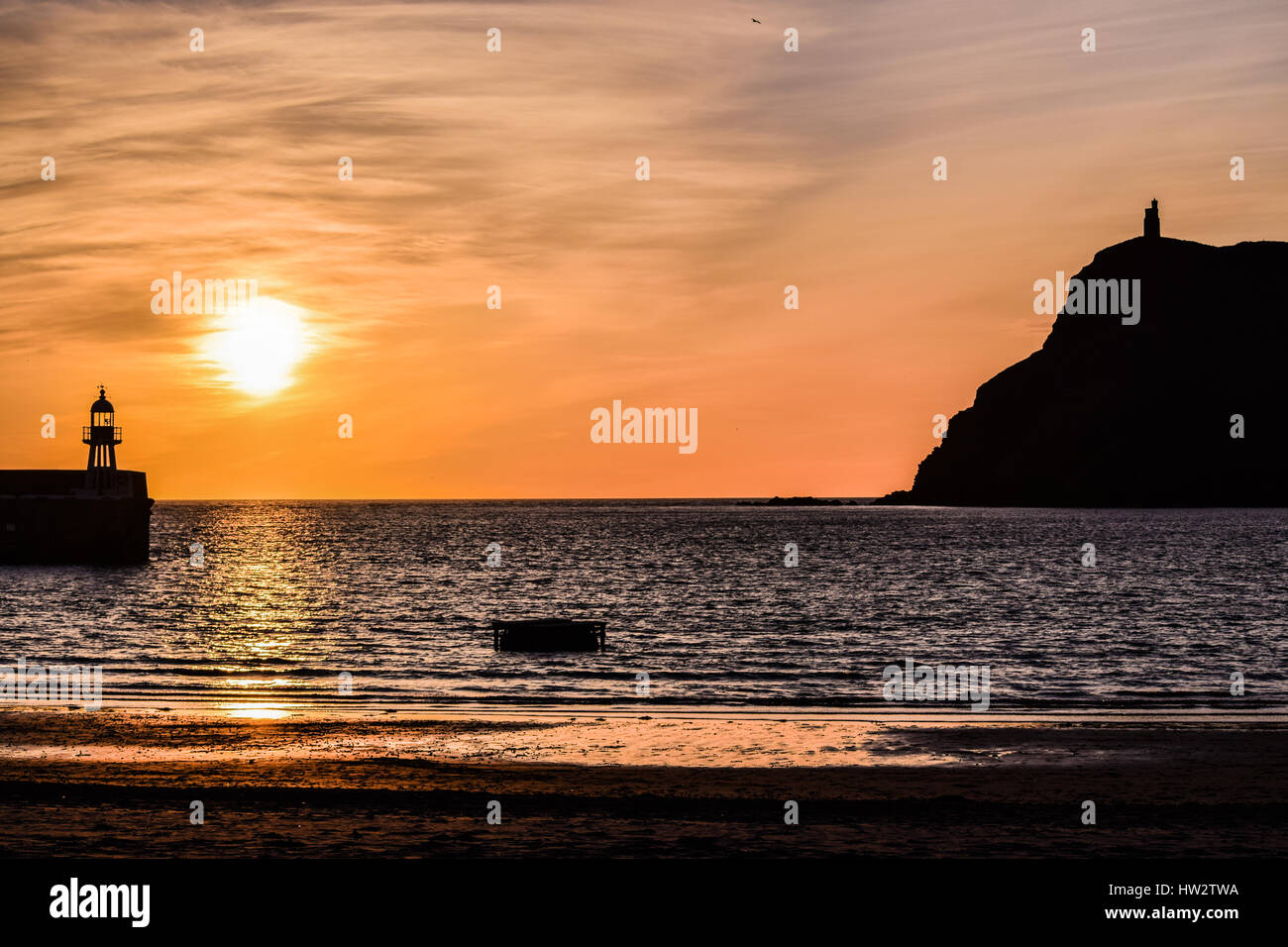Sunset over Port Erin Bay, Isle Of Man Stock Photo - Alamy