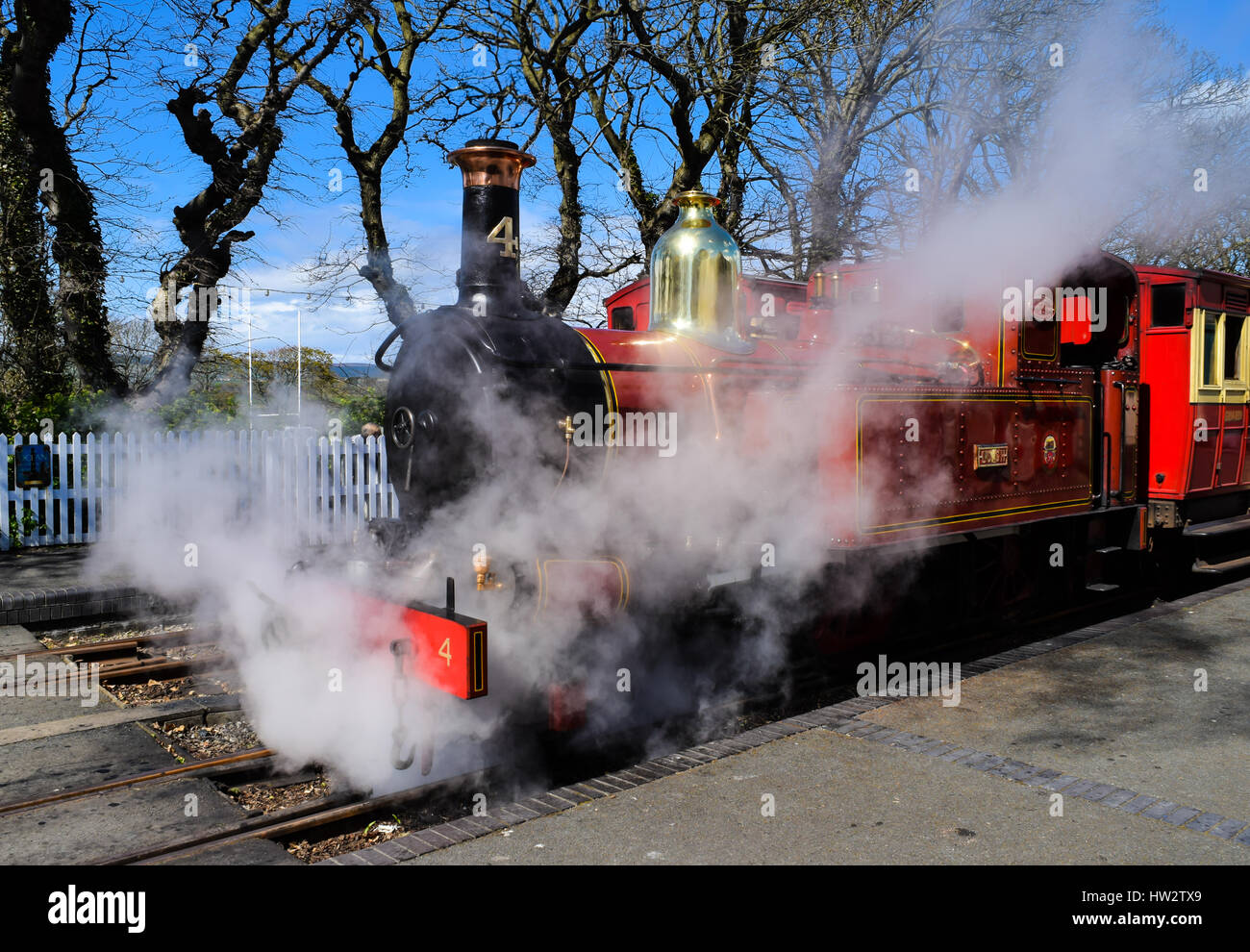 Steam train at Castletown station, Isle of Man Stock Photo - Alamy