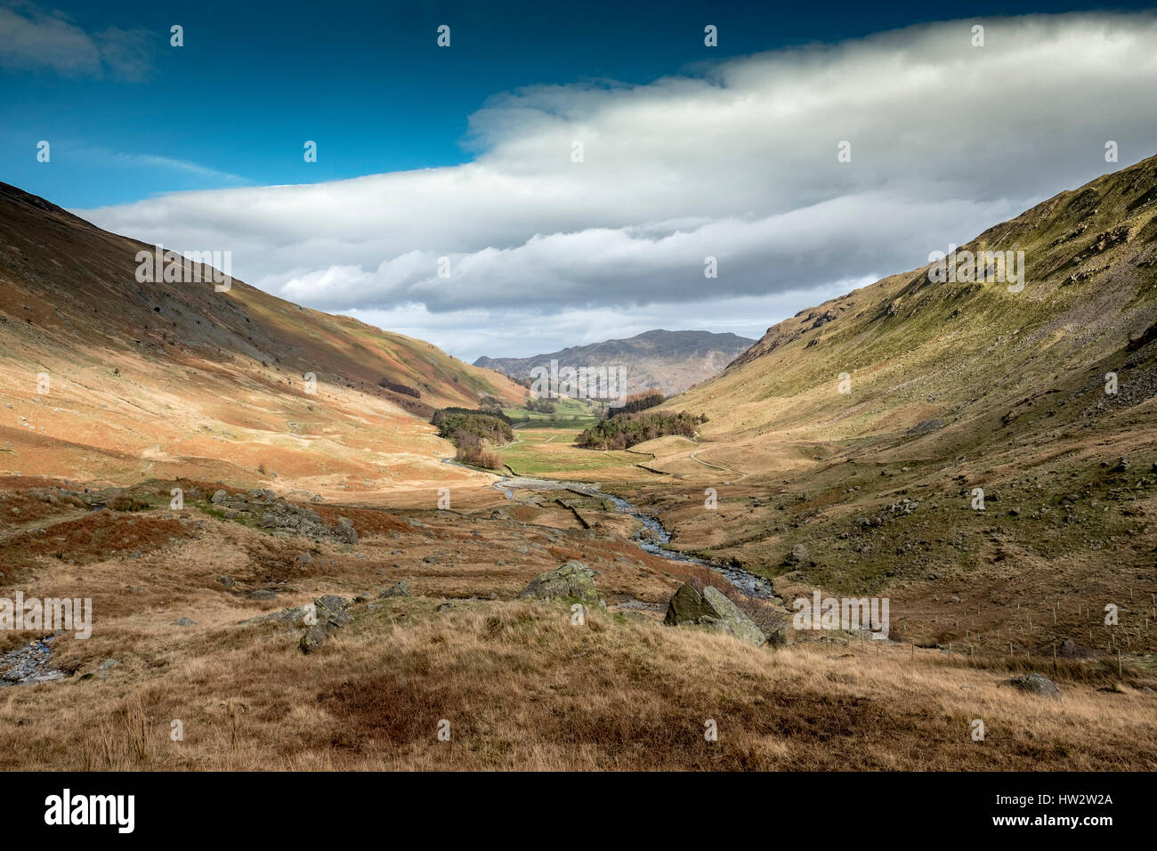 View Looking down Grisedale Valley towards Glenridding, and Ullswater ...