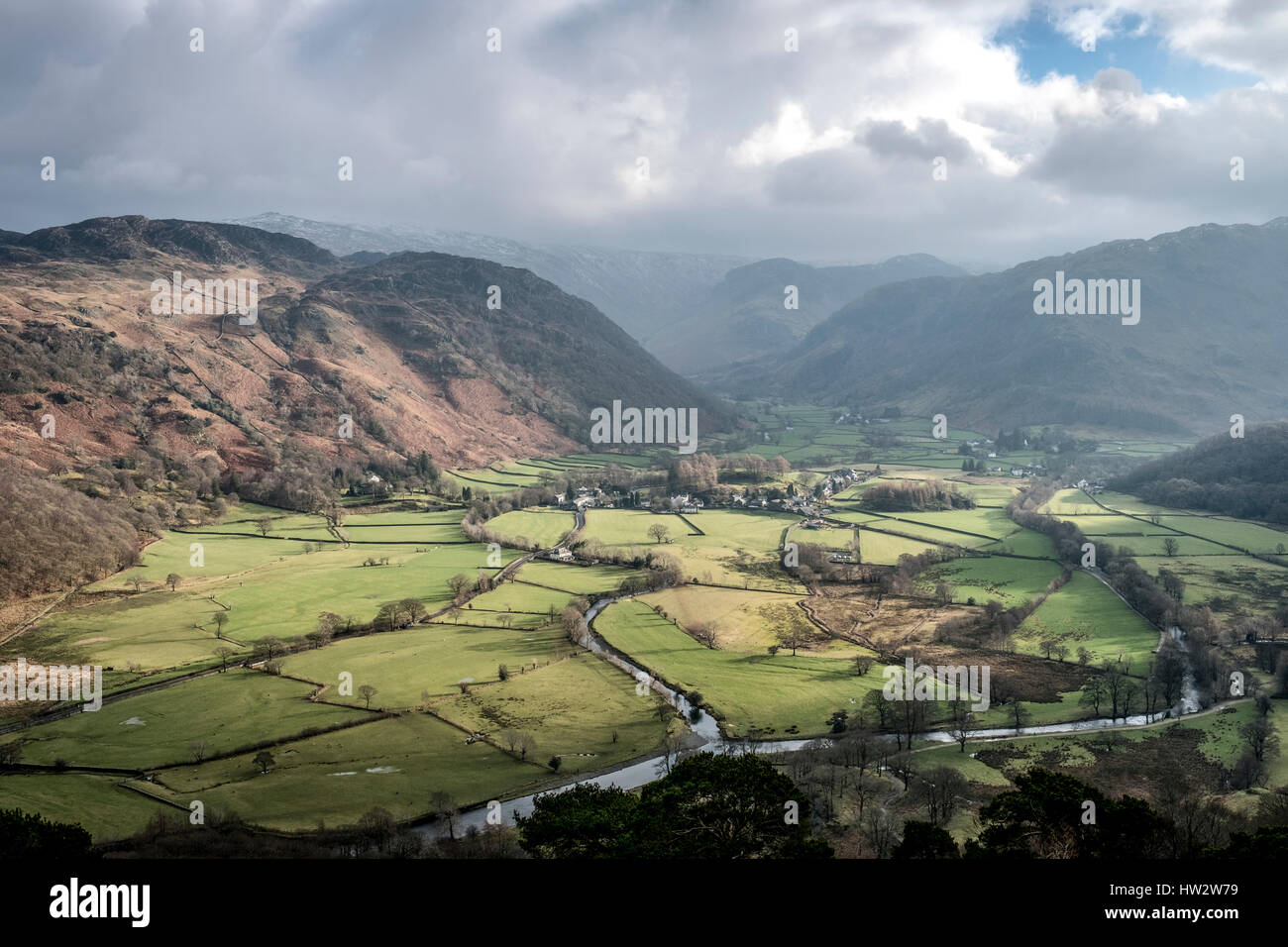 View of the Village of Rosthwaite, in the Borrowdale Valley, from ...
