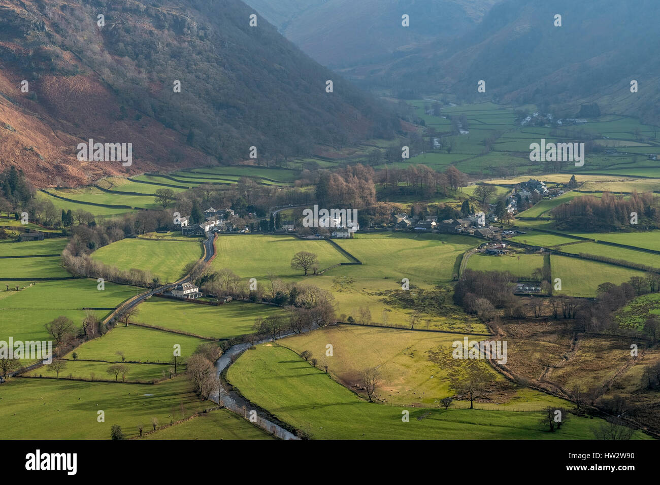 View of the Village of Rosthwaite, in the Borrowdale Valley, from ...