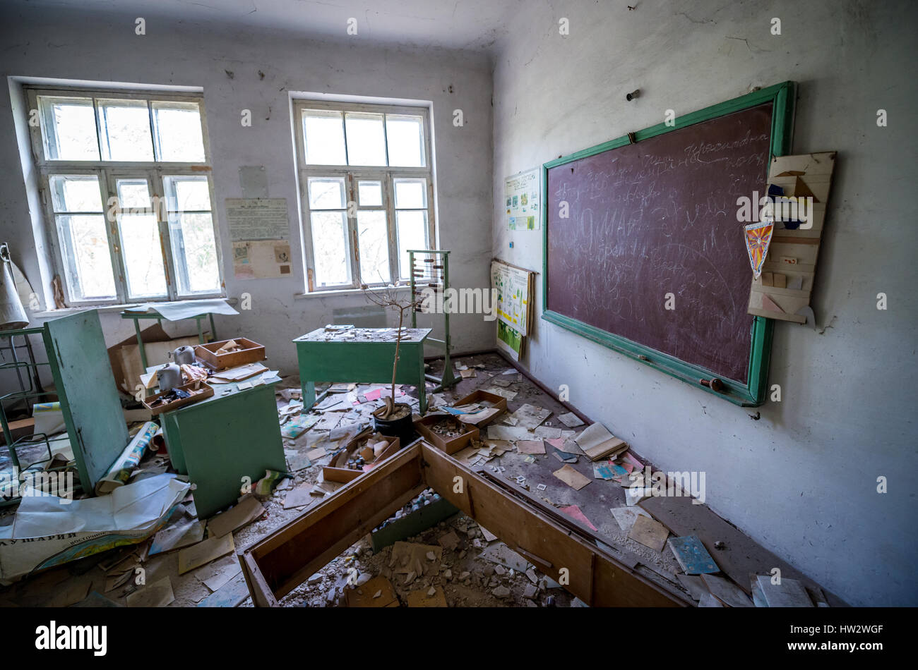 Abandoned school chernobyl classroom hi-res stock photography and ...